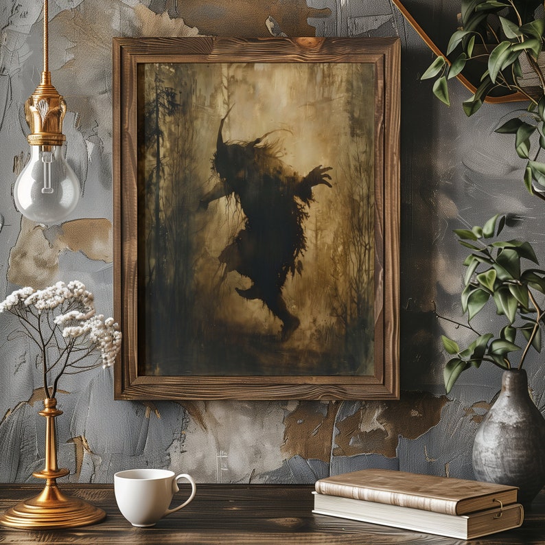 Dancing Troll Wall Art Printable Folklore Painting Moody Whimsical Dark ...