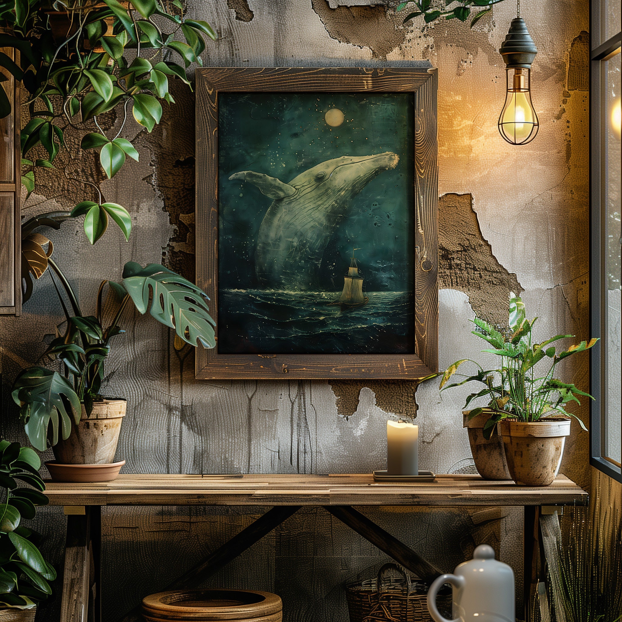 Great White Whale Painting - Moby Dick Wall Art Printable Herman ...