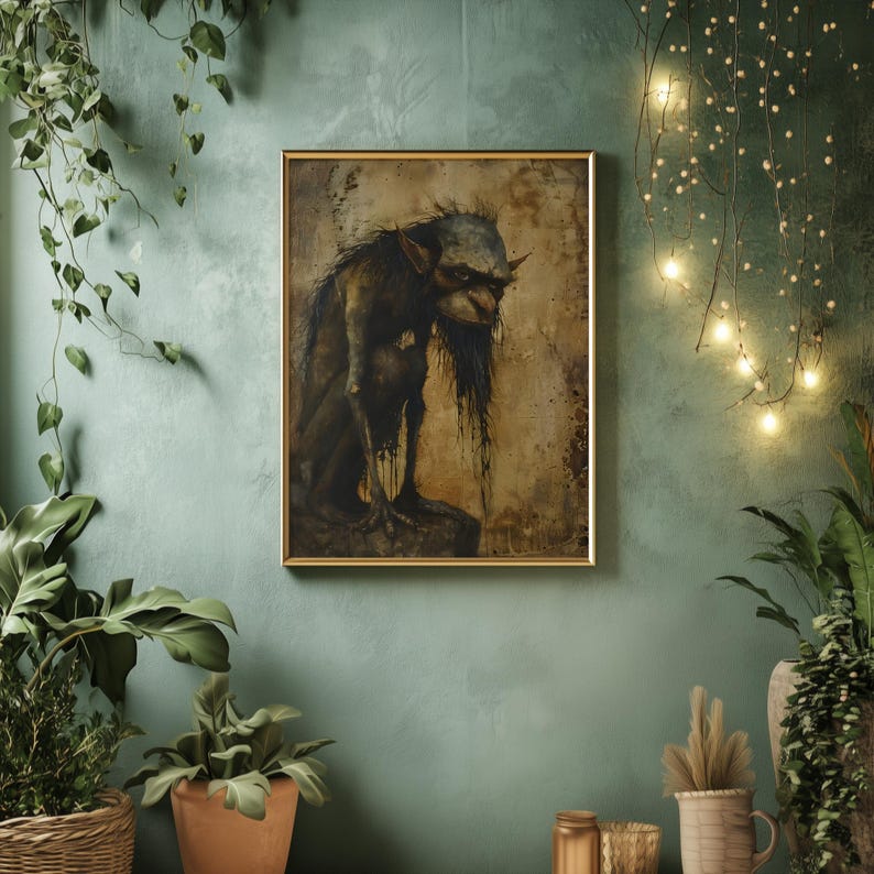 Troll Wall Art Printable Painting Whimsical Goblin Swedish Nordic ...