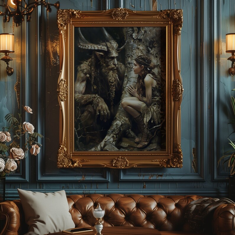 Satyr and Dryad Printable Magical Being Fantasy Art Unique Wall Display ...