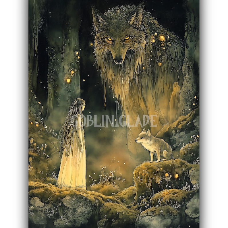 Fenris Wolf and Pup Printable - Digital Art Print, Scandinavian ...