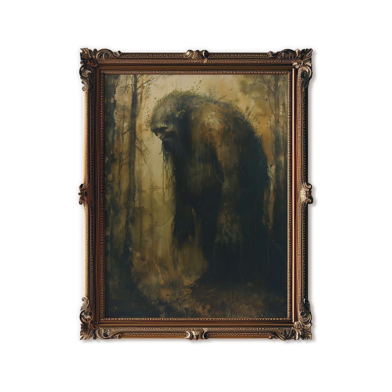 Sad Troll Wall Art Printable Folklore Painting Moody Whimsical Giant ...