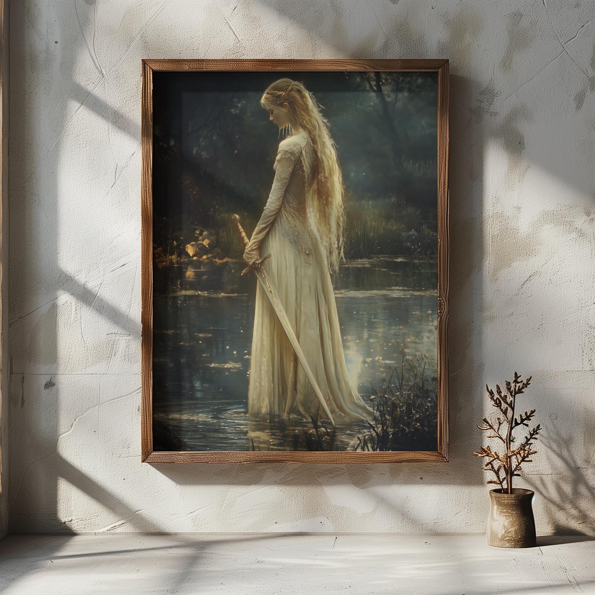 Lady of the Lake Wall Art Print - King Arthur Painting - Medieval ...