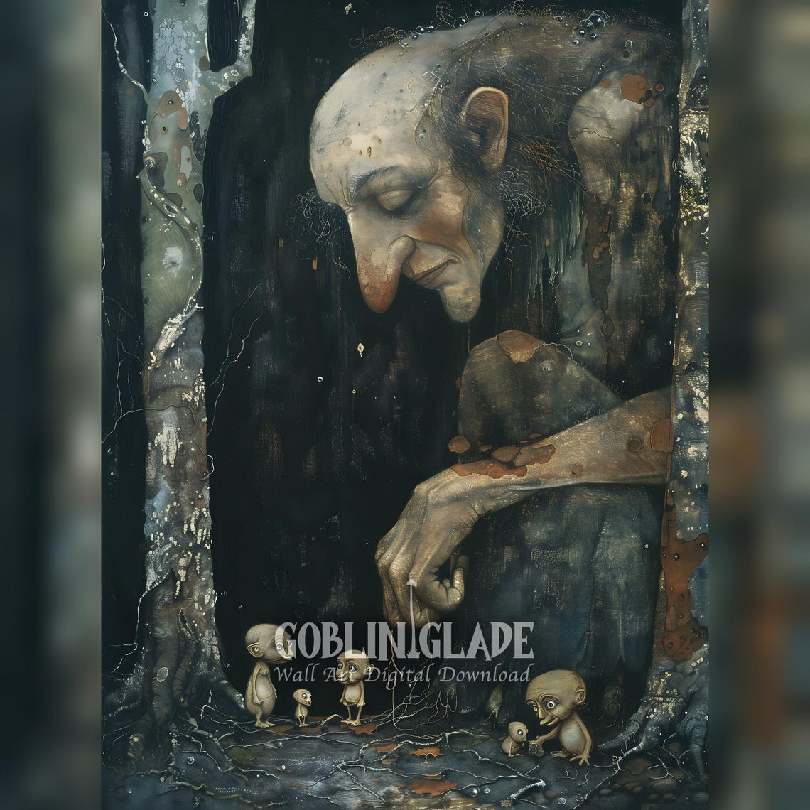 Troll Wall Art Printable Swedish Nordic Folklore Painting Whimsical ...