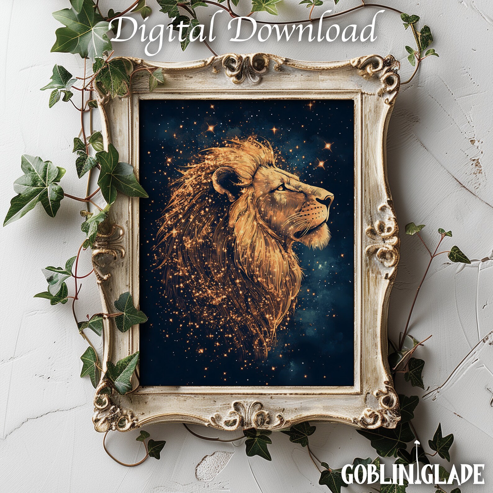 Leo Zodiac Print - Astrology Lion Star Sign Art Printable, Mystical ...