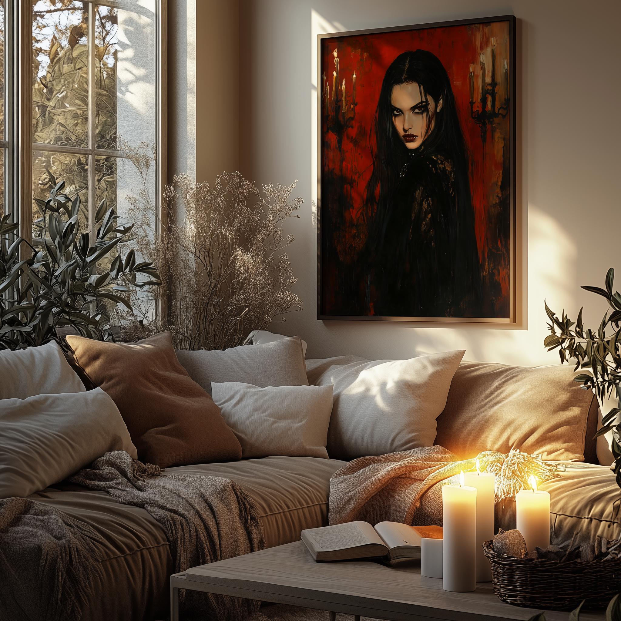 Goth Vampire Wall Art Print - Witchy Halloween Home Decor - Gothic ...