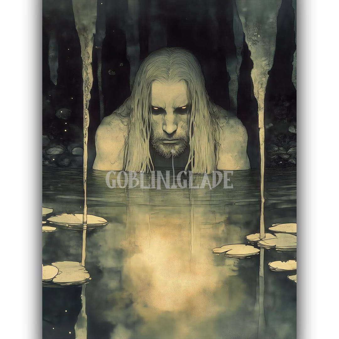Näcken in Water - Digital Art Printable, Scandinavian Mythology ...