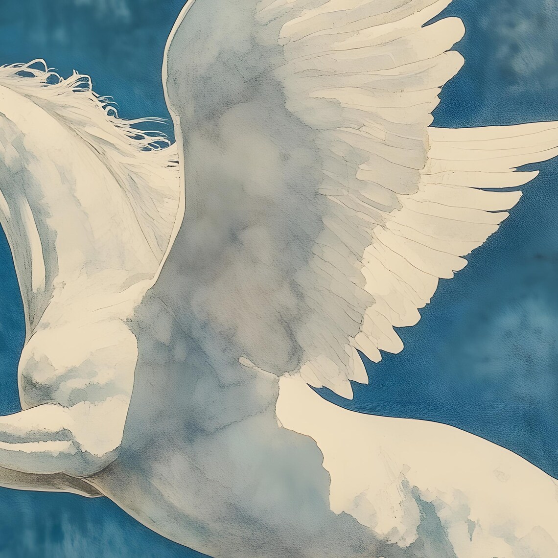 Flying Pegasus Print - Greek Mythology Painting - Printable Wall Art ...