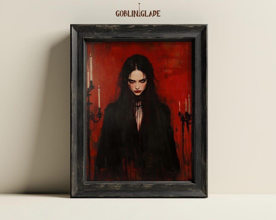 Goth Vampire Wall Art Print - Witchy Halloween Home Decor - Gothic ...