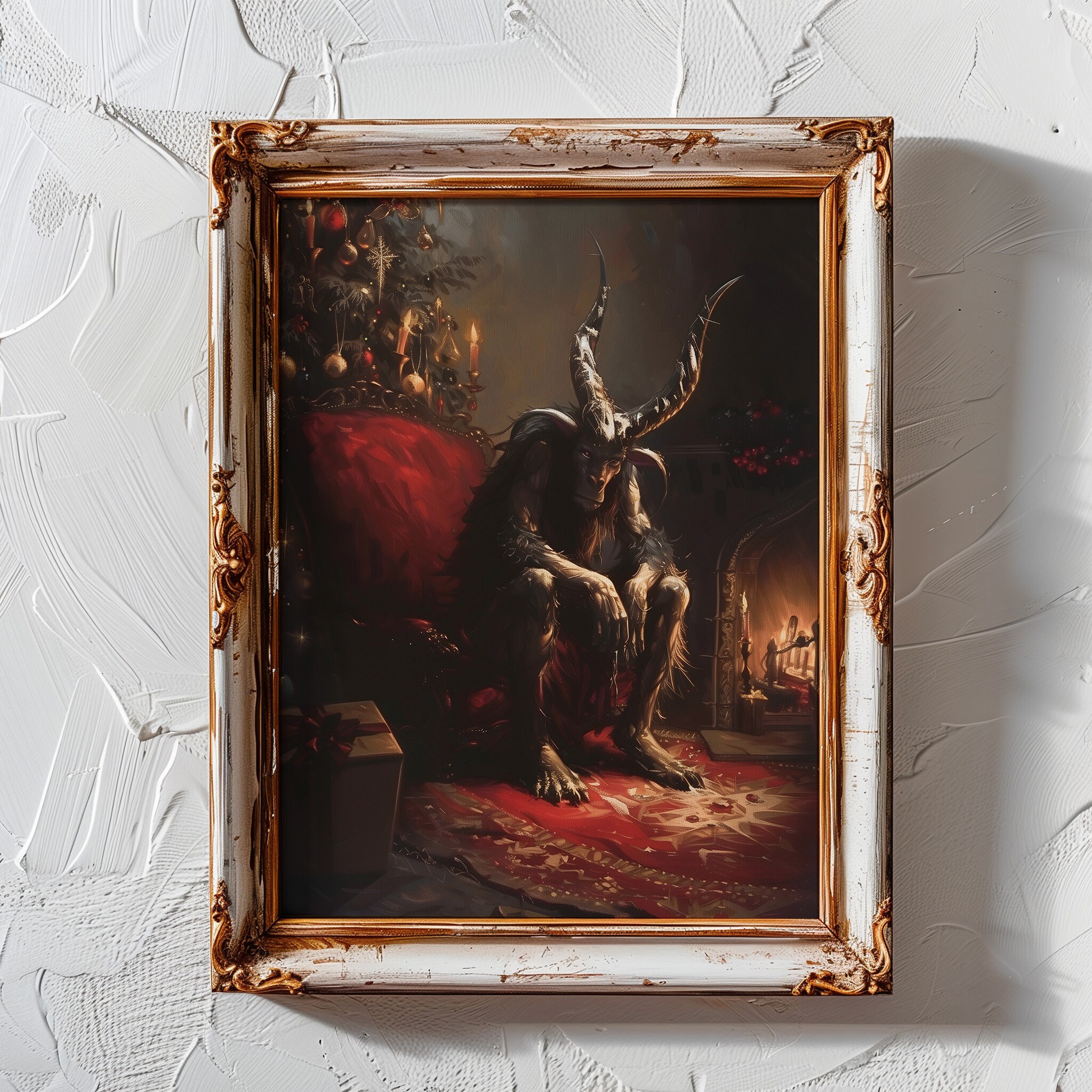 Krampus Painting Christmas Poster Printable Folklore Art Magical ...