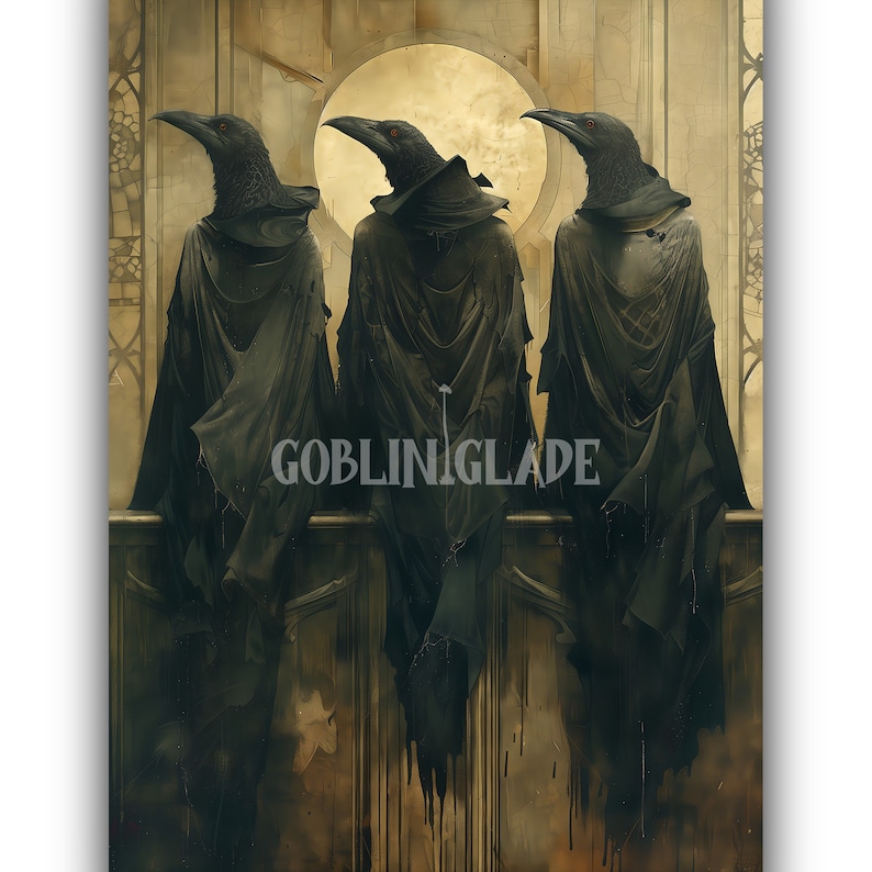 Witch Trials Raven Artwork Printable, Dark Academia Occult Magic Decor ...