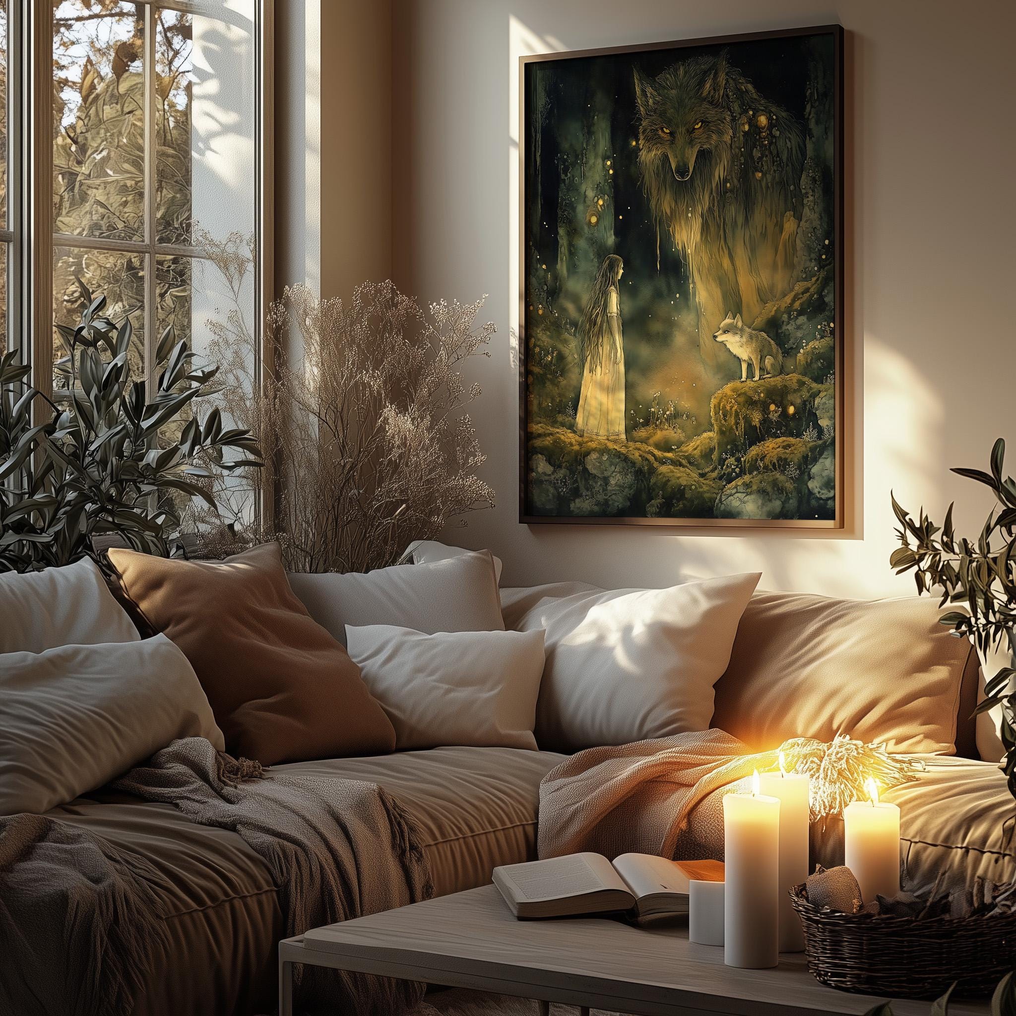 Fenris Wolf and Pup Printable - Digital Art Print, Scandinavian ...