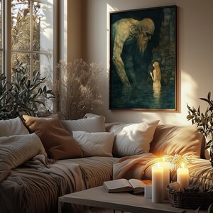 Näcken Monster and Woman - Digital Art Printable, Scandinavian ...
