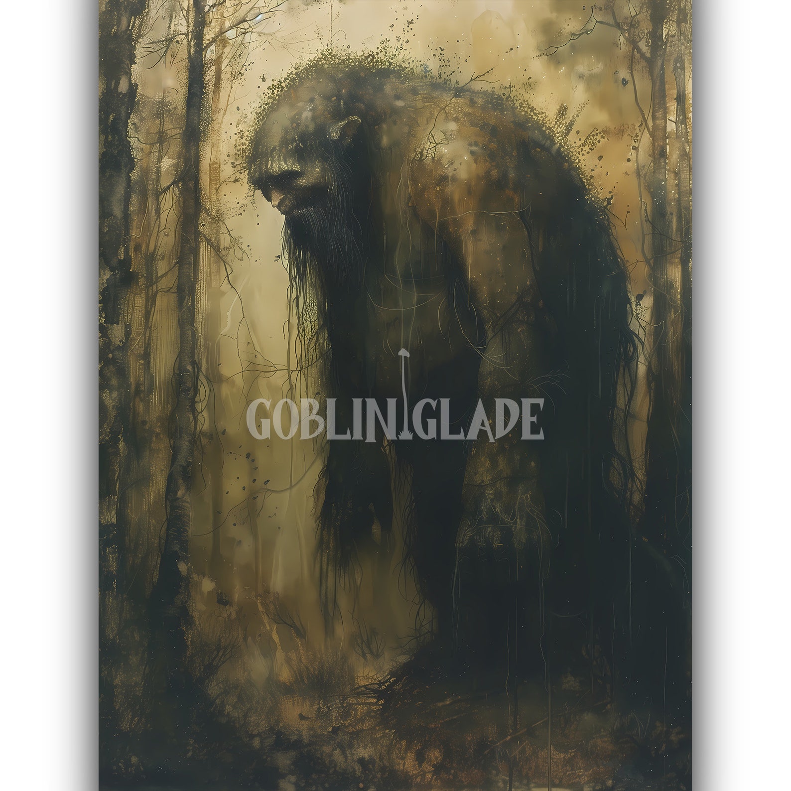 Sad Troll Wall Art Printable Folklore Painting Moody Whimsical Giant ...