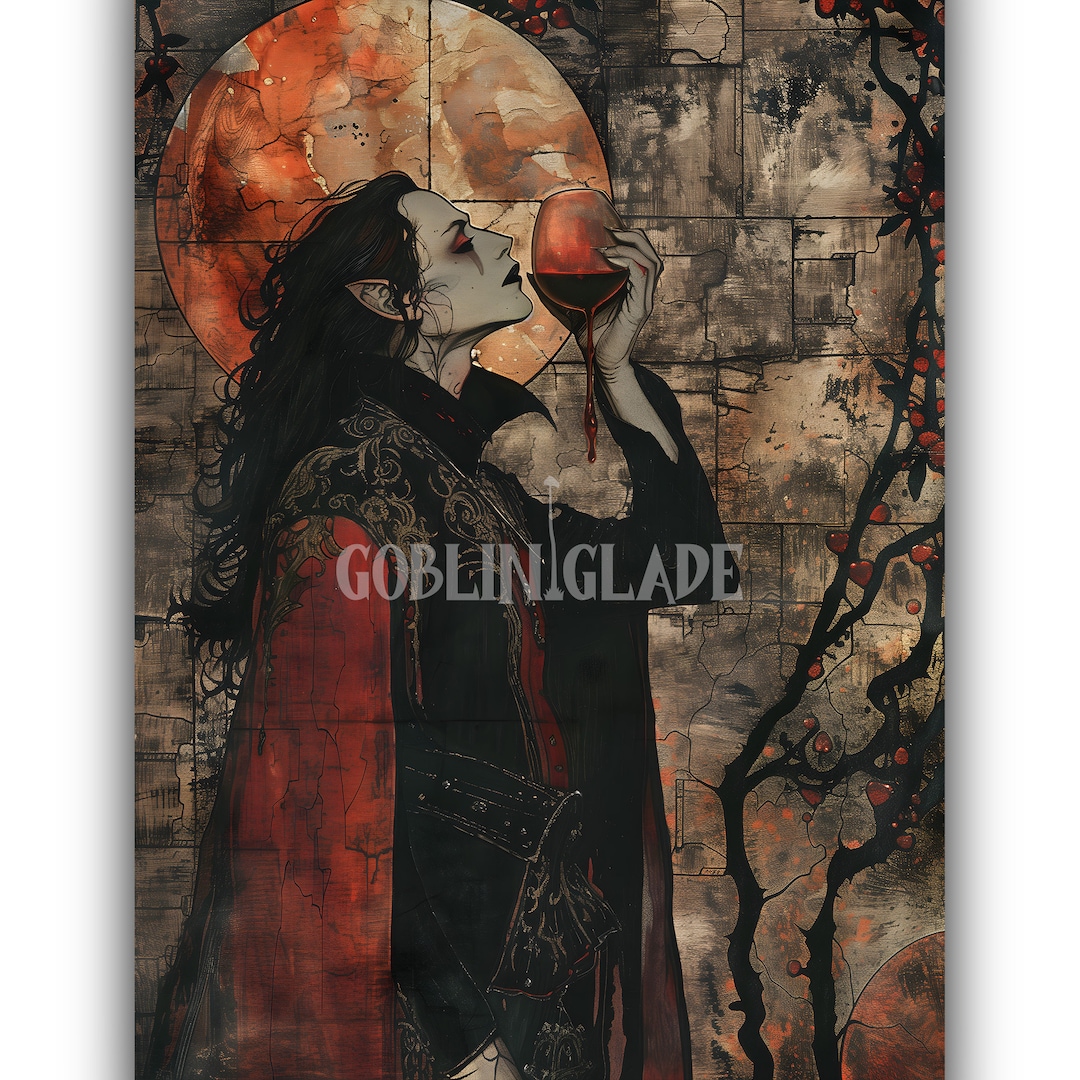 Gothic Vampire Painting Printable Goth Art Dark Cottagecore Dark ...
