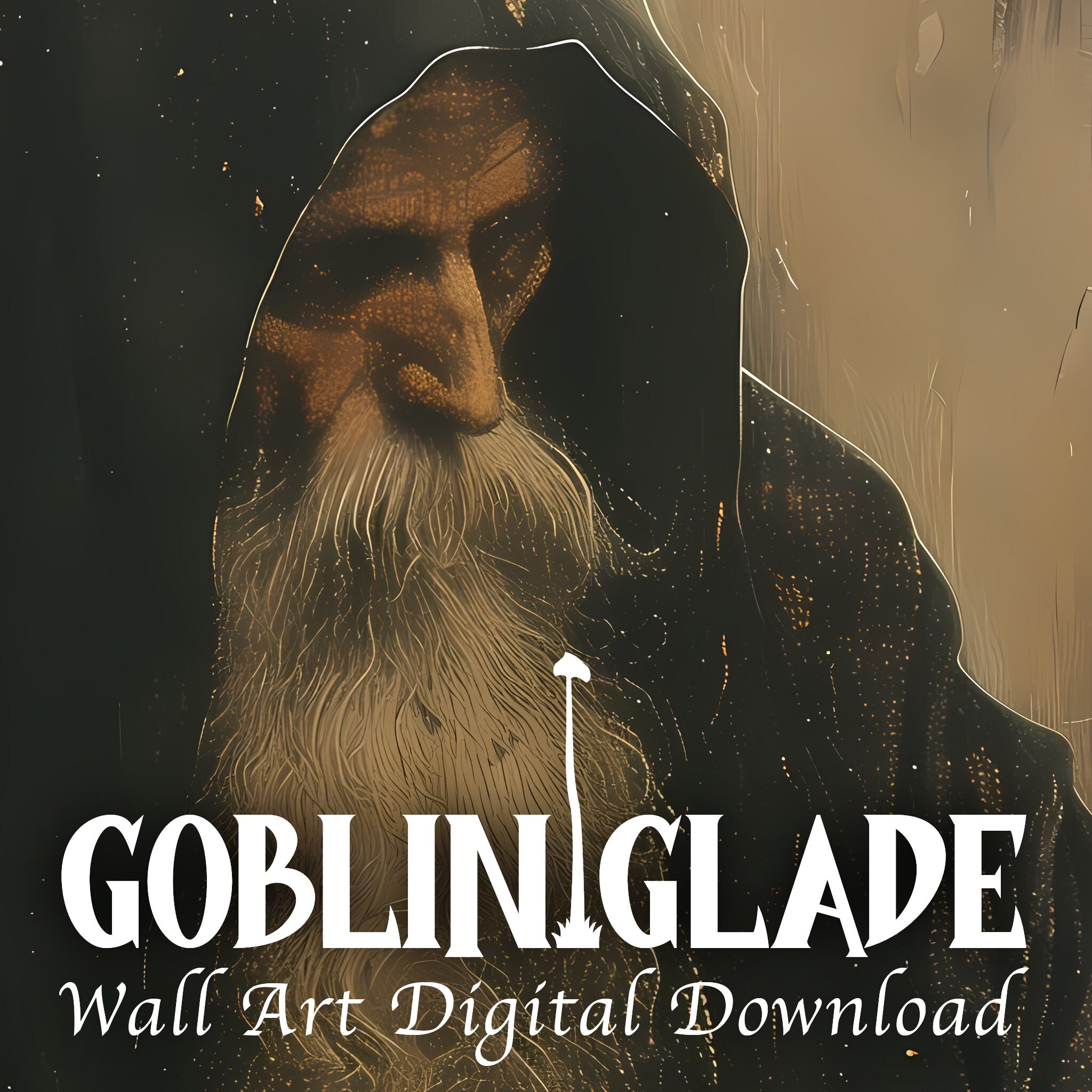 Wanderer Wall Art Printable Occult Wizard Fantasy Painting Hooded ...