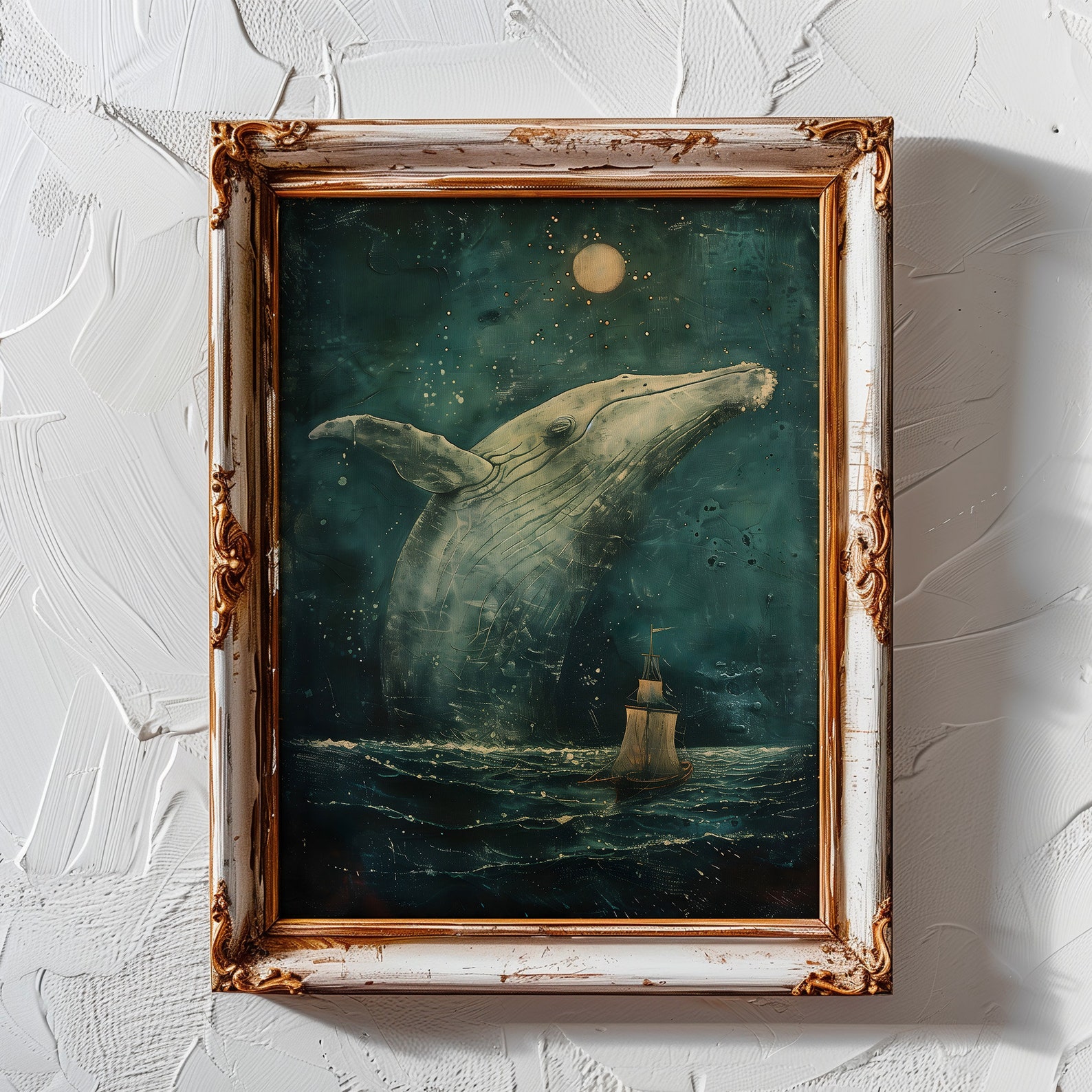 Great White Whale Painting - Moby Dick Wall Art Printable Herman ...
