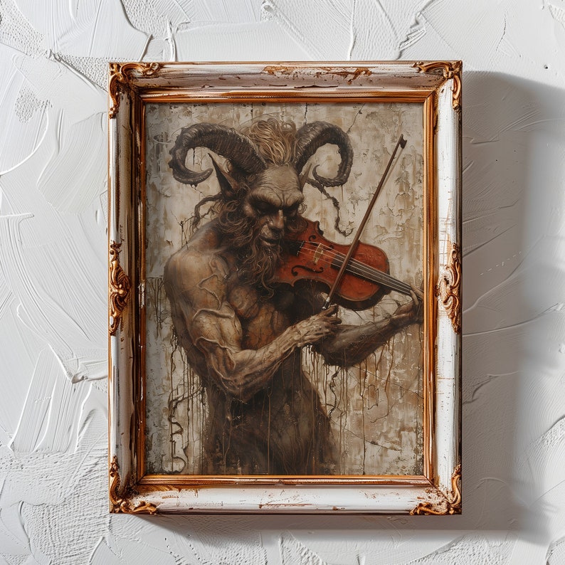 Satyr Playing the Fiddle Printable - Magical Being Fantasy Art Unique ...