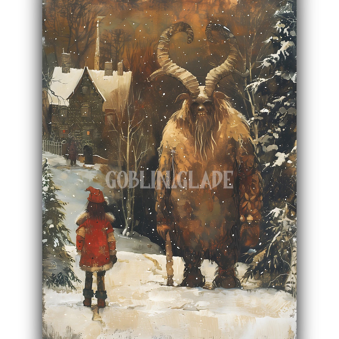 Krampus Painting - Christmas Poster Printable Folklore Art Magical ...