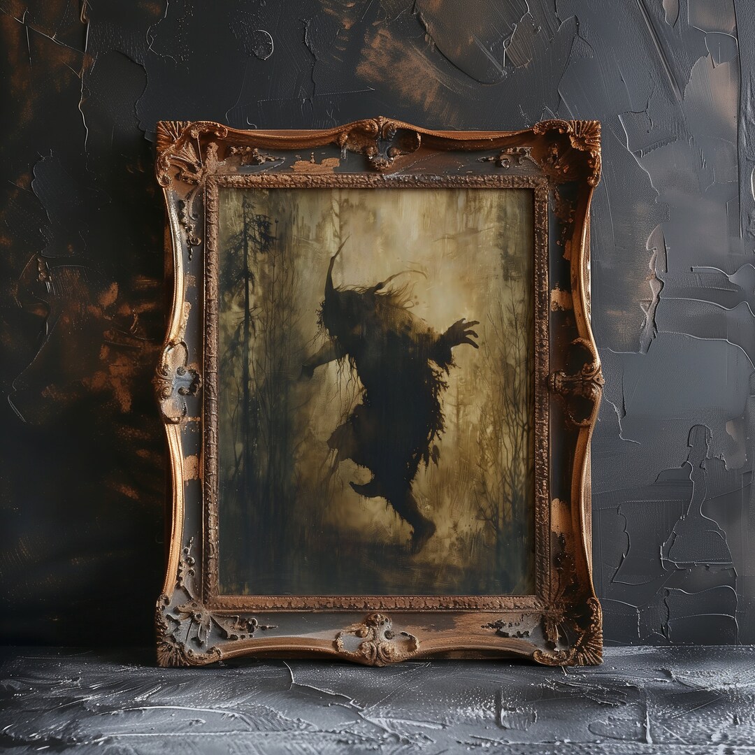 Dancing Troll Wall Art Printable Folklore Painting Moody Whimsical Dark ...