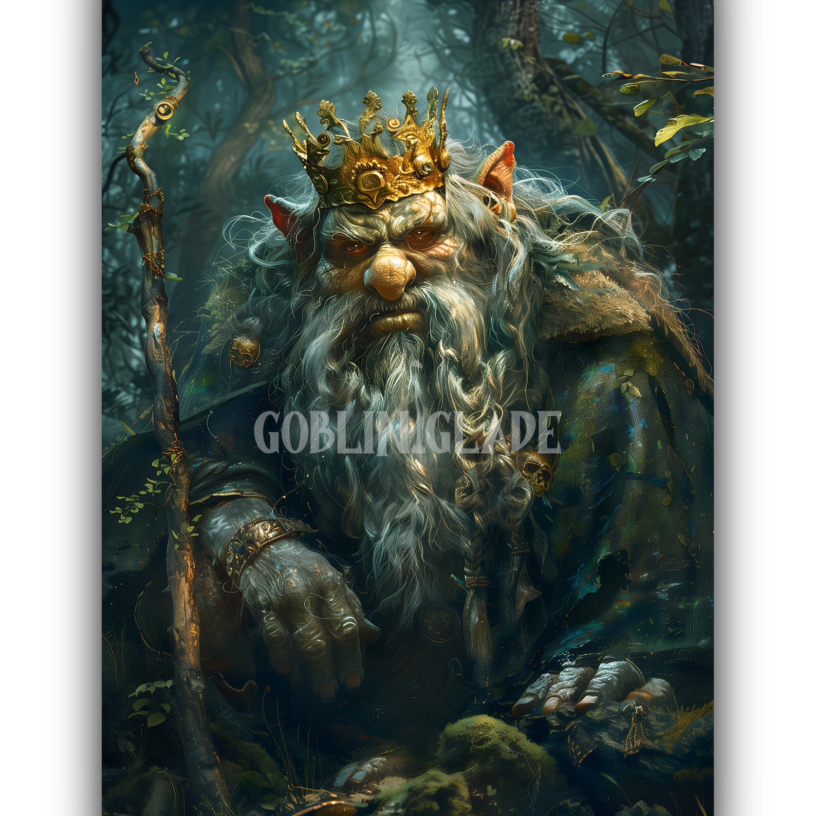 Swedish Folklore Troll King Print - Dark Enchanted Forest Art, Mystical ...