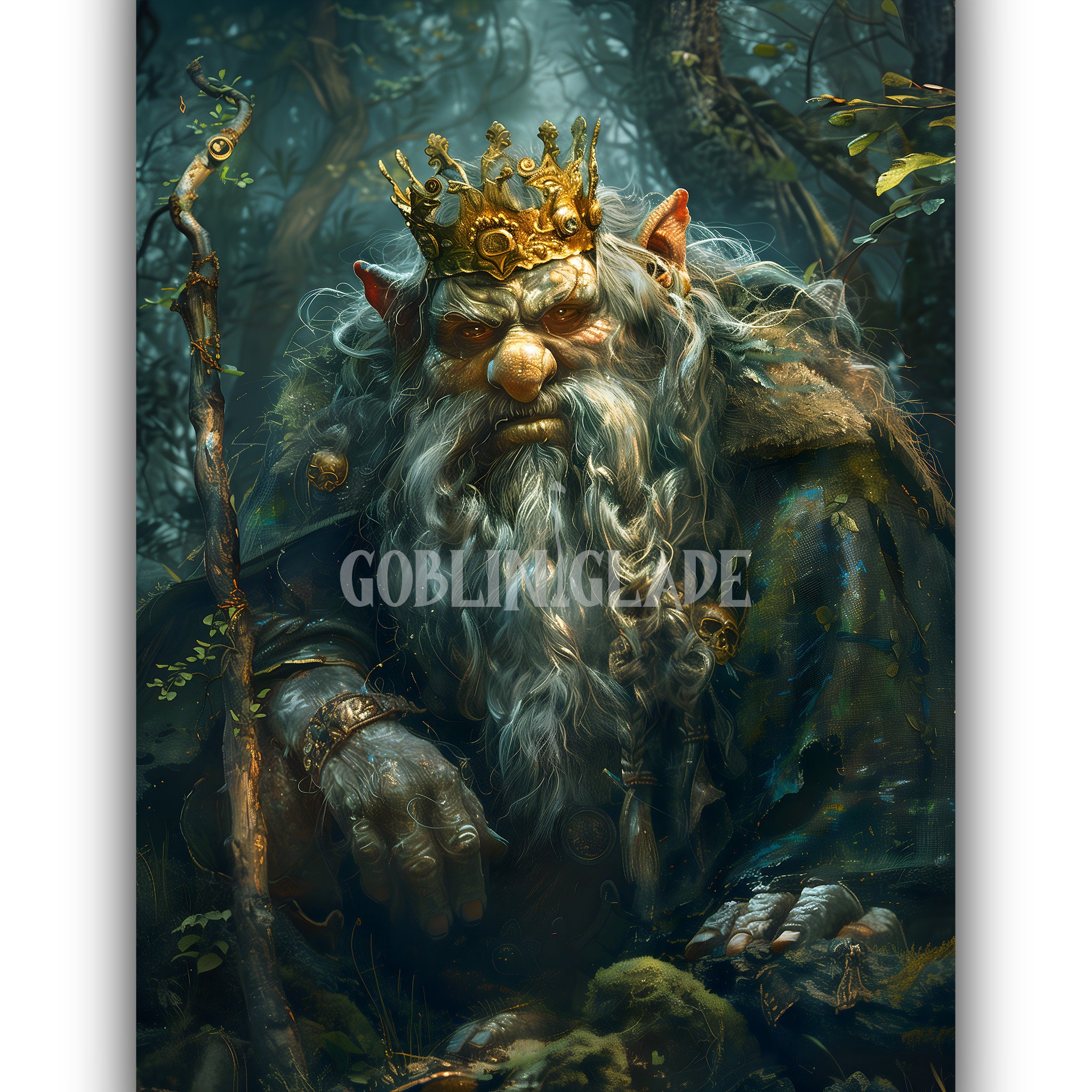 Swedish Folklore Troll King Print - Dark Enchanted Forest Art, Mystical ...