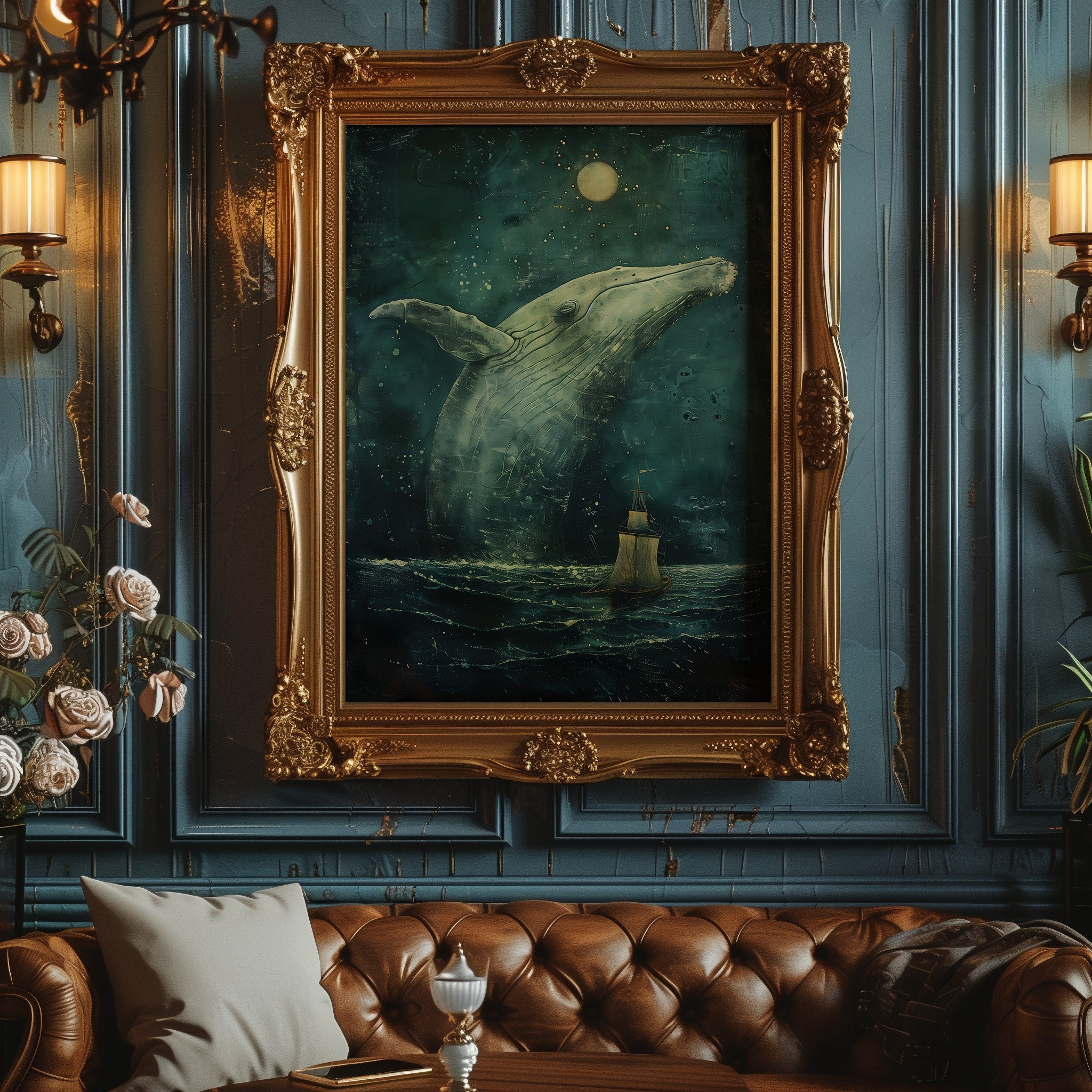 Great White Whale Painting - Moby Dick Wall Art Printable Herman ...