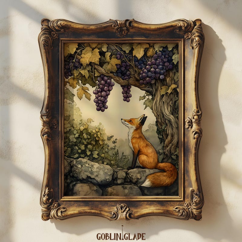 Fox With Grapes Wall Art - Etsy
