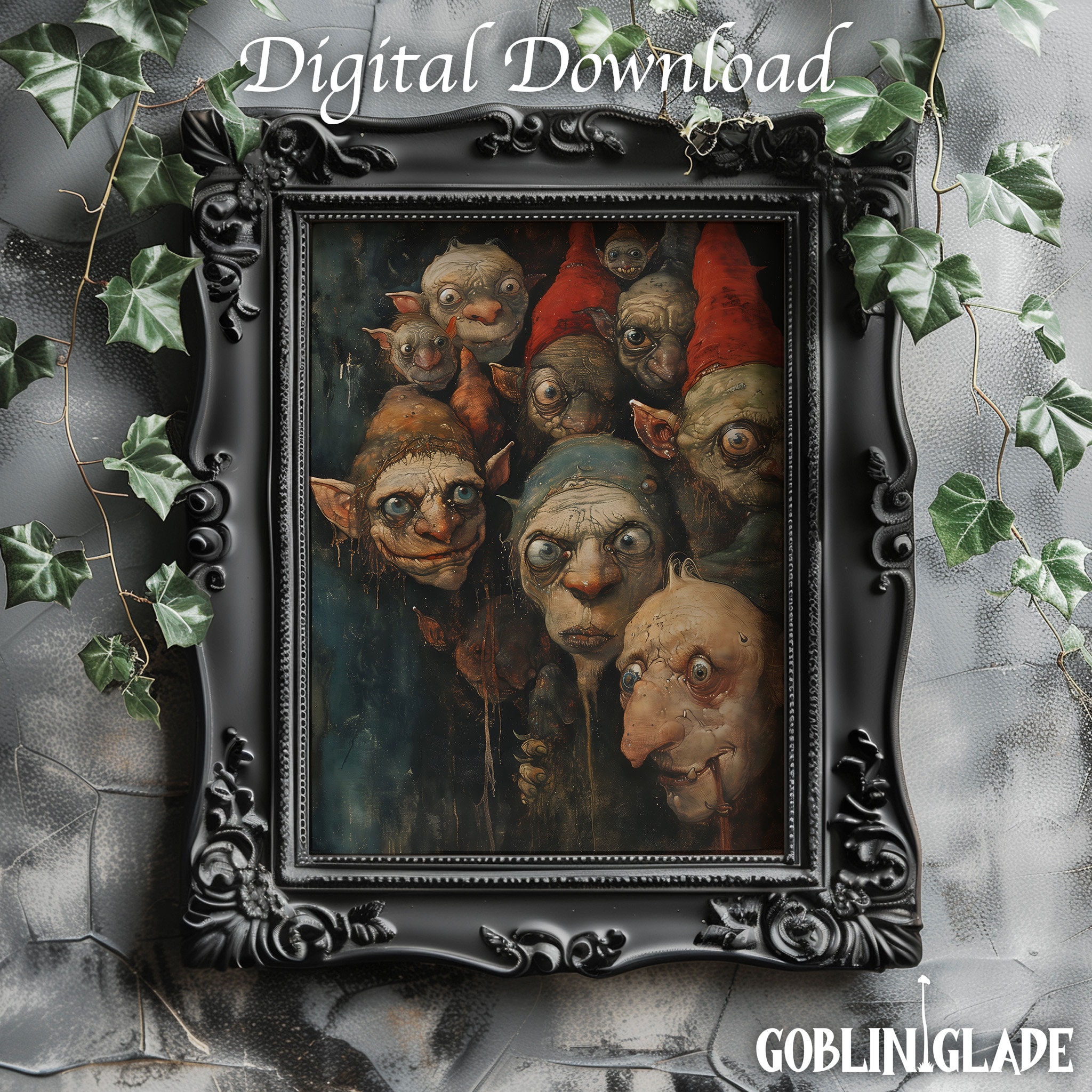 Goblins Painting - Wall Art Printable Dark Gnomes Trolls Swedish Nordic ...