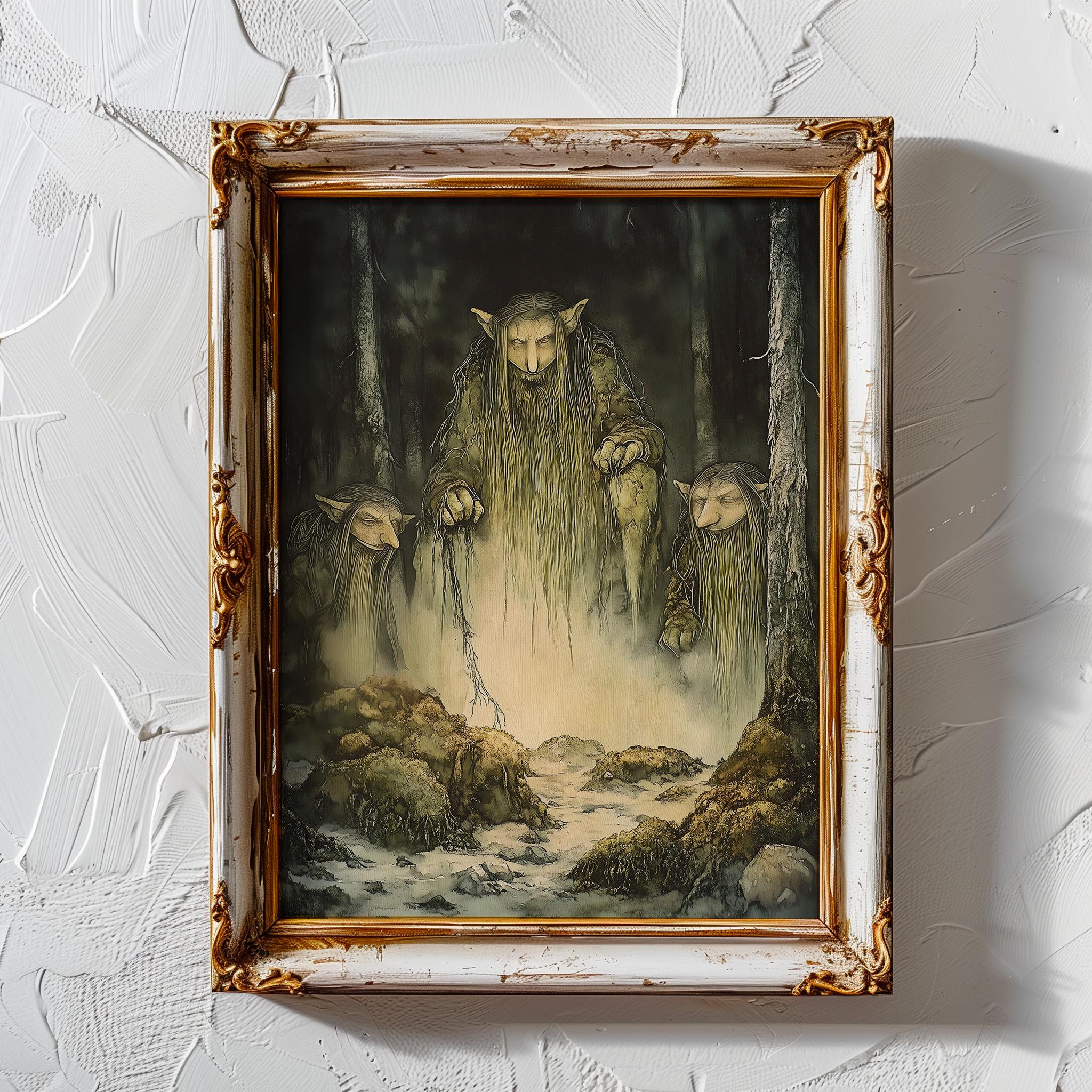 Scheming Trolls Printable - Digital Art Print, Scandinavian Mythology ...