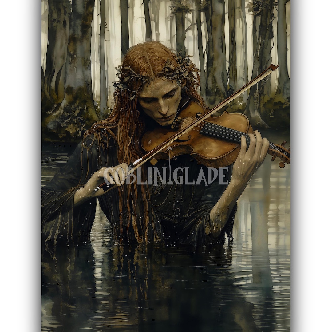 Näcken Playing Violin - Digital Art Printable, Scandinavian Mythology ...