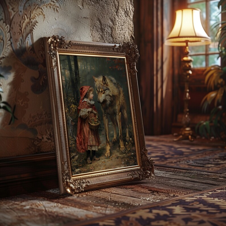 Little Red Riding Hood Painting Printable Brothers Grimm Folklore Art ...