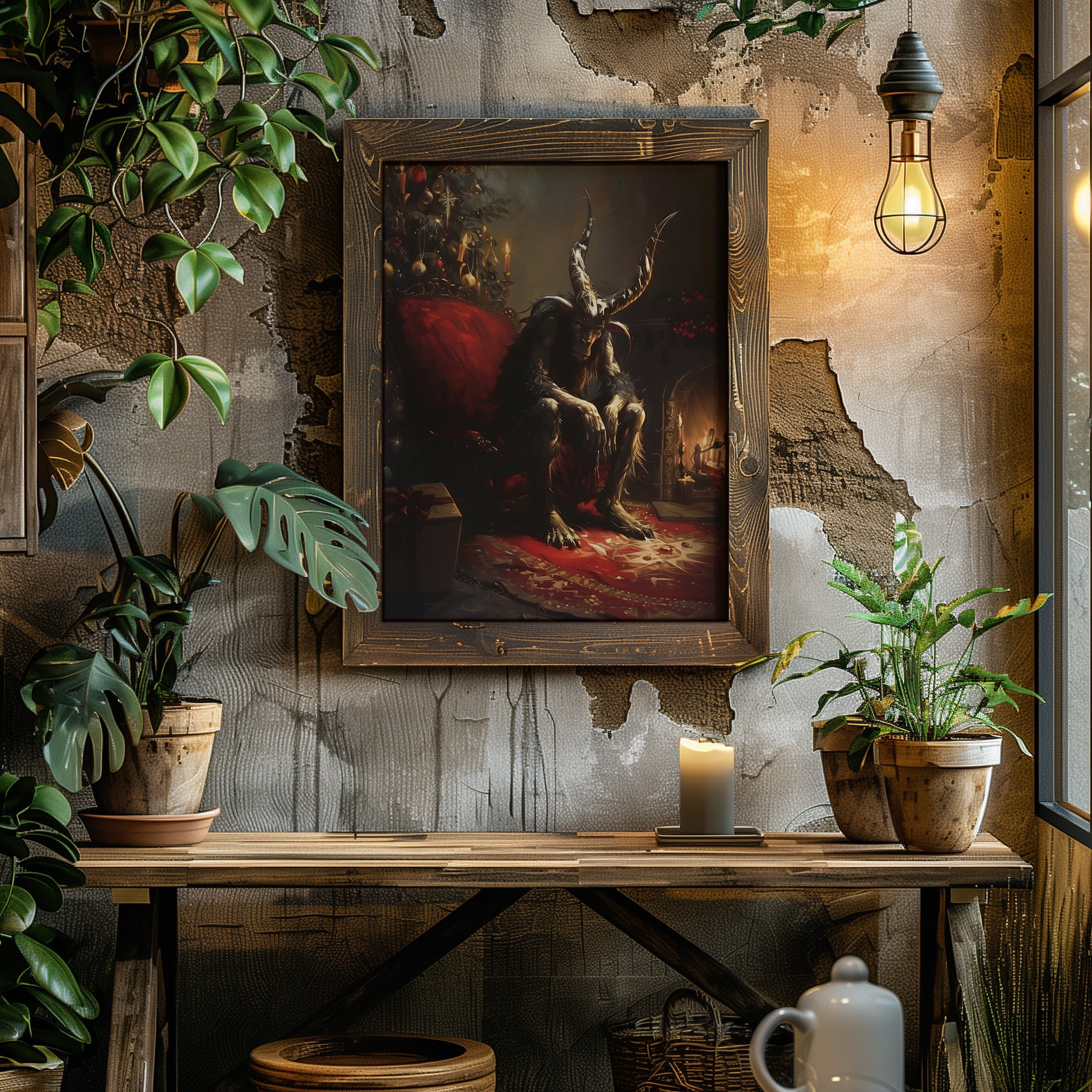 Krampus Painting Christmas Poster Printable Folklore Art Magical ...