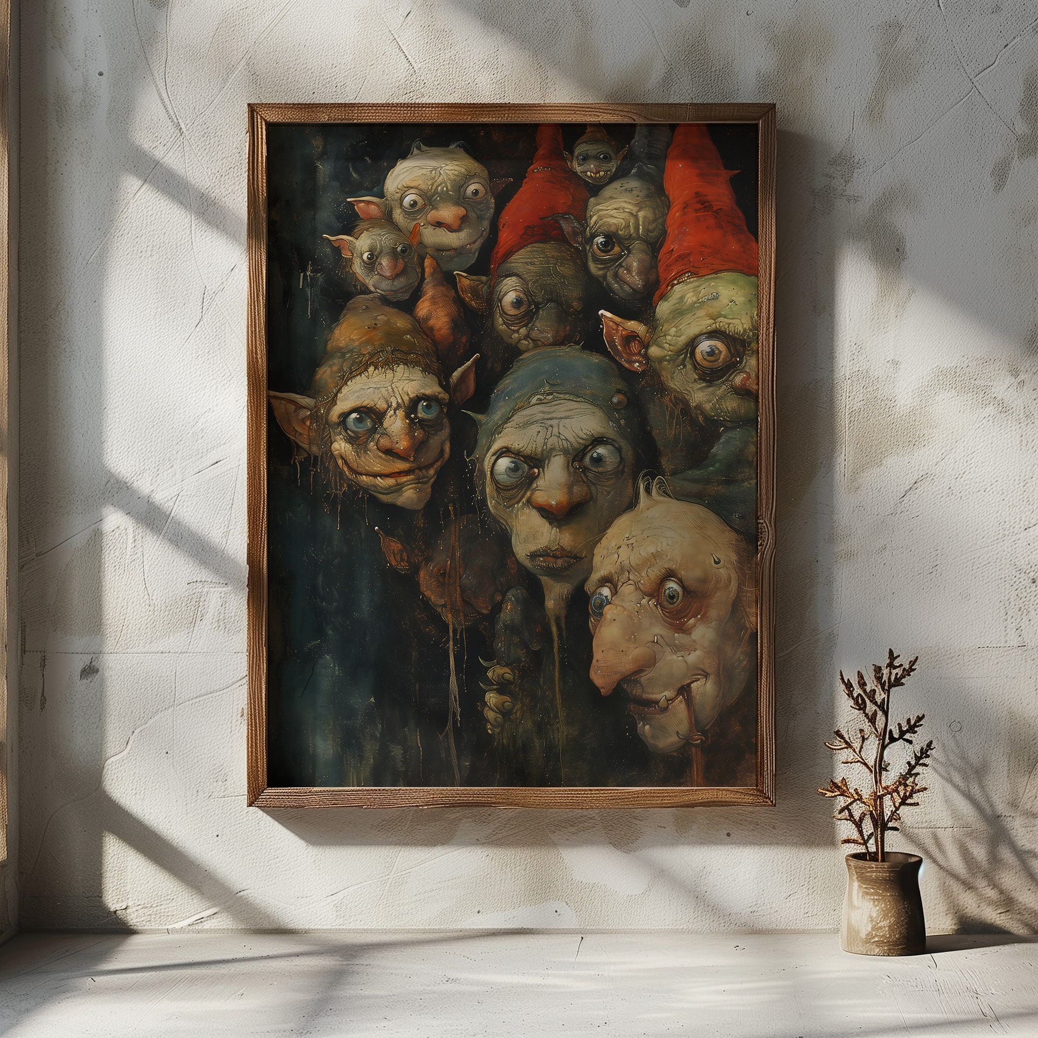 Goblins Painting - Wall Art Printable Dark Gnomes Trolls Swedish Nordic Folklore Dark Forest ...