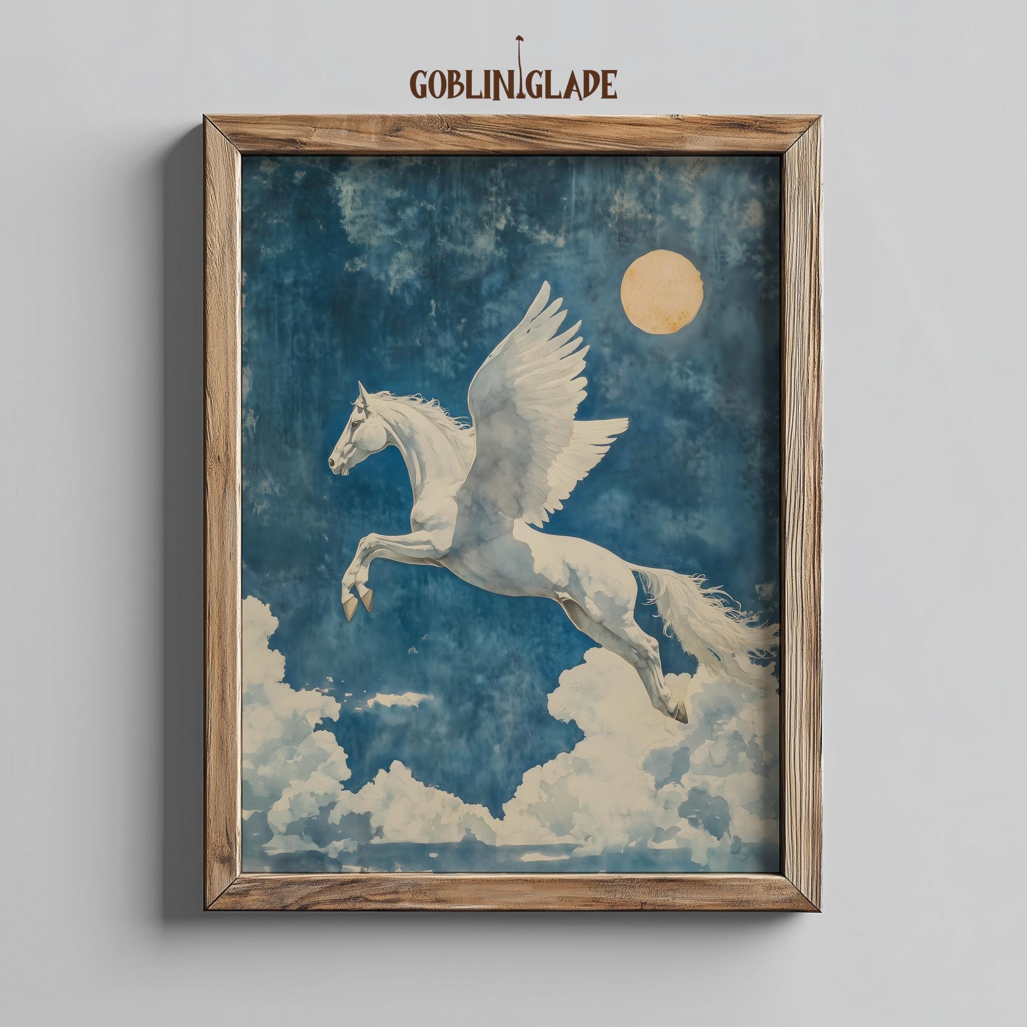 Flying Pegasus Print - Greek Mythology Painting - Printable Wall Art ...