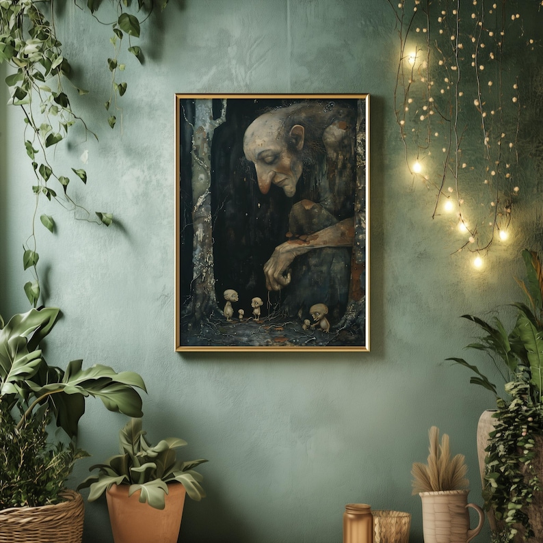 Troll Wall Art Printable Swedish Nordic Folklore Painting Whimsical ...