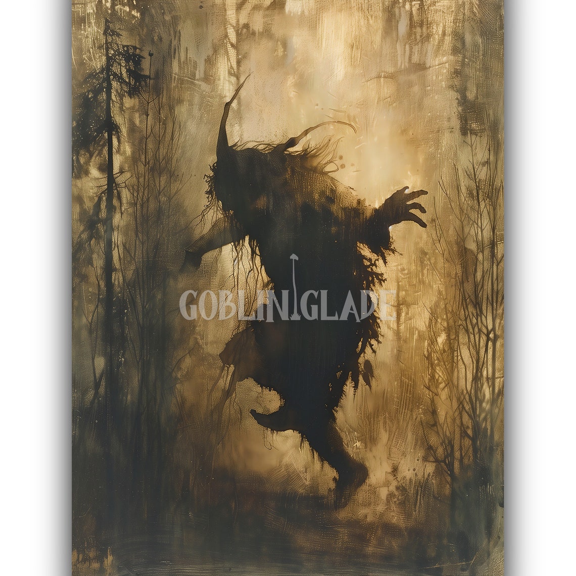 Dancing Troll Wall Art Printable Folklore Painting Moody Whimsical Dark ...
