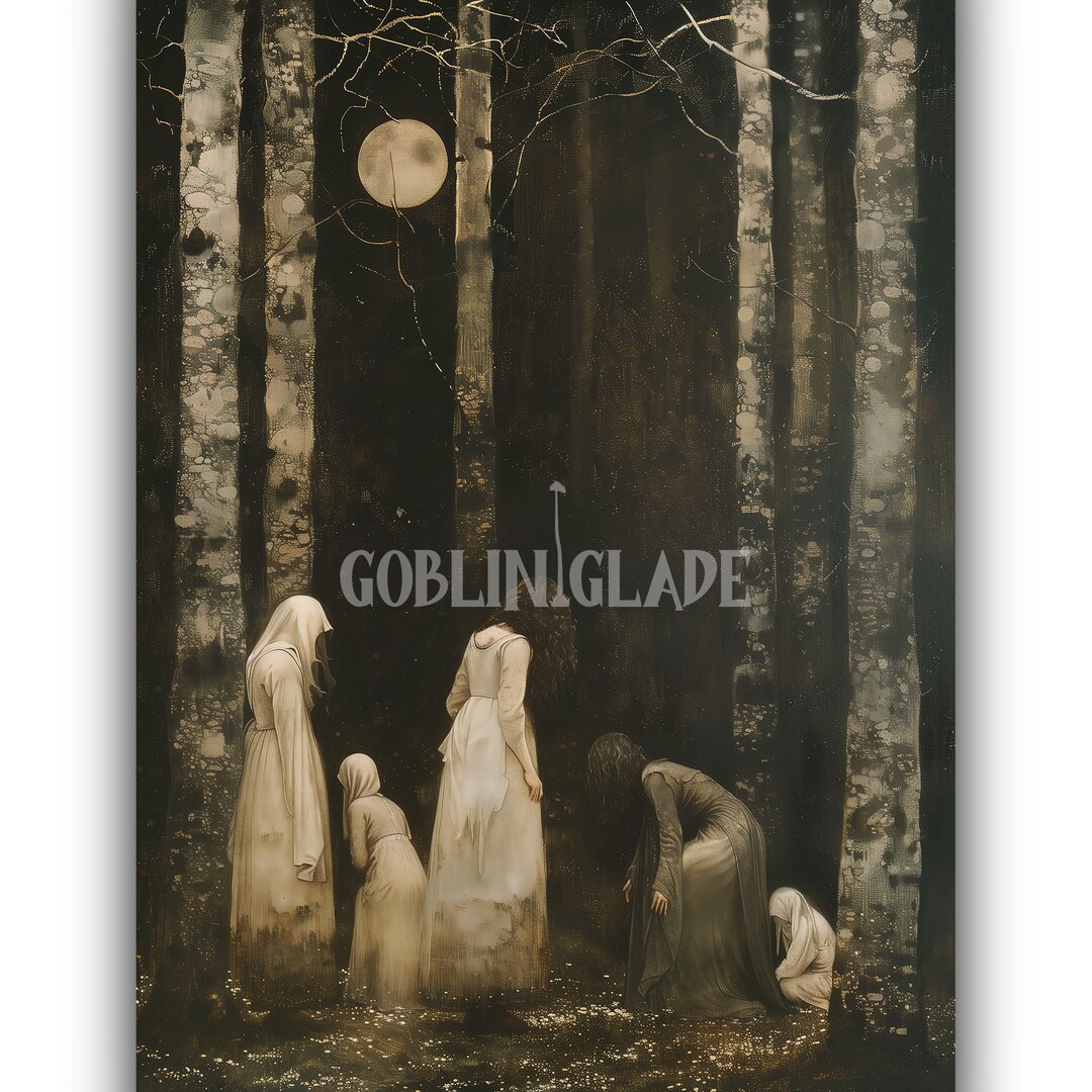 Girls Searching Wall Art Printable Dark Cottagecore Dark Academia ...