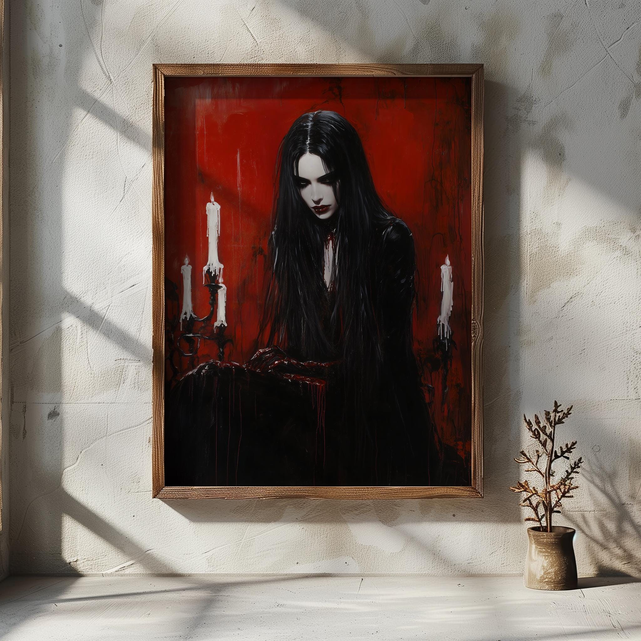 Goth Vampire Wall Art Print - Witchy Halloween Home Decor - Gothic ...