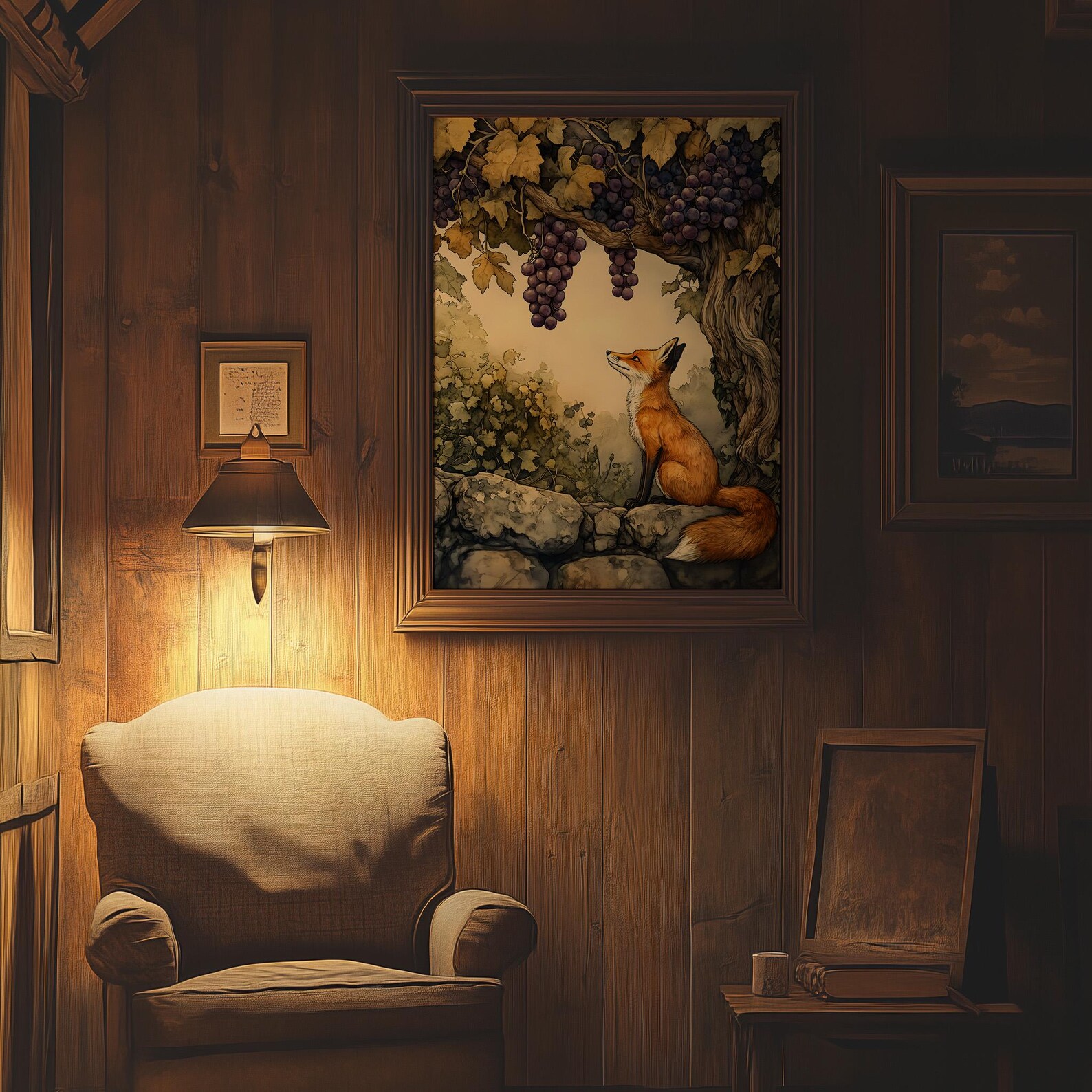 Fox and the Grapes Printable Wall Art Aesop's Fables Animal Poster Book ...