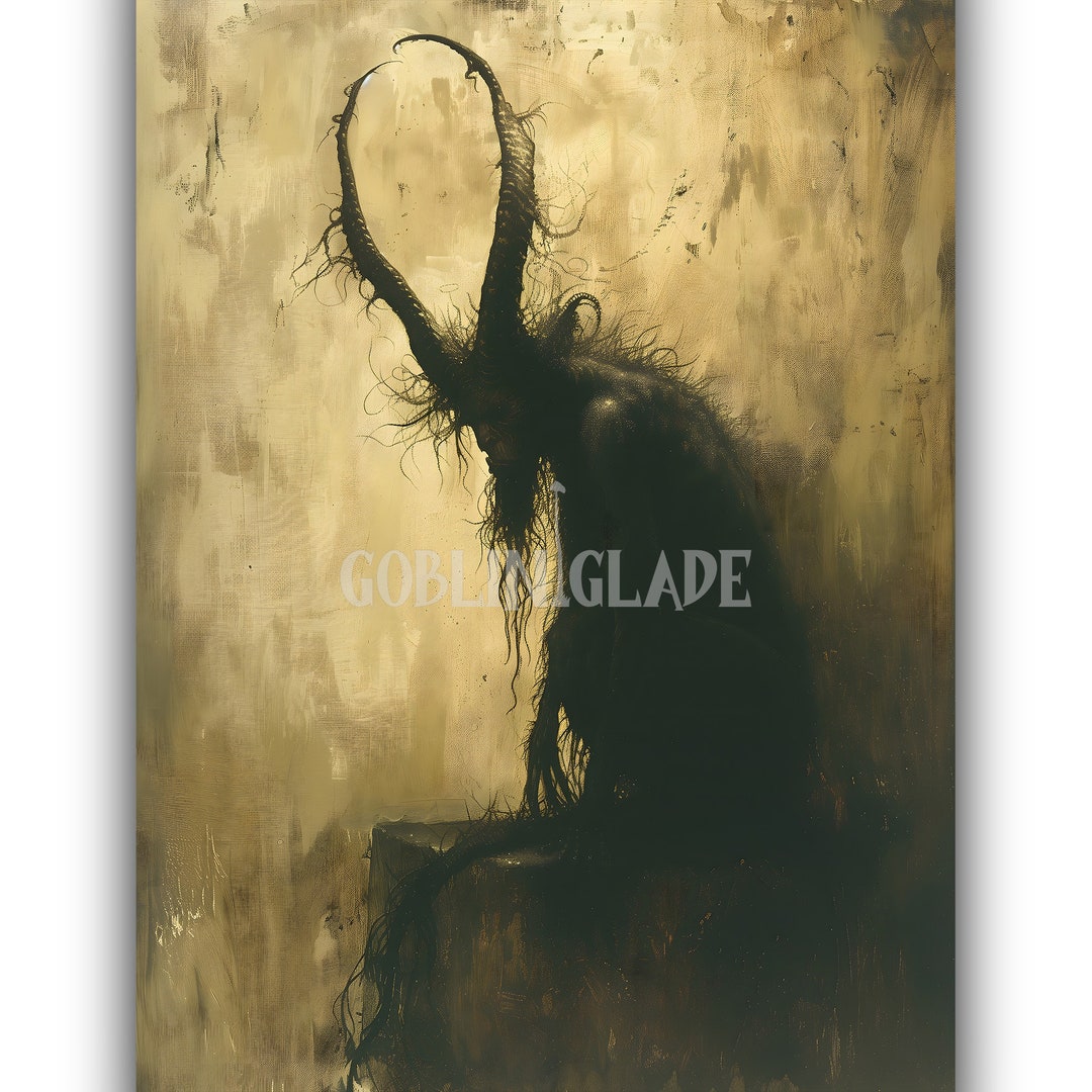 Krampus Painting - Christmas Poster Printable Folklore Art Magical ...