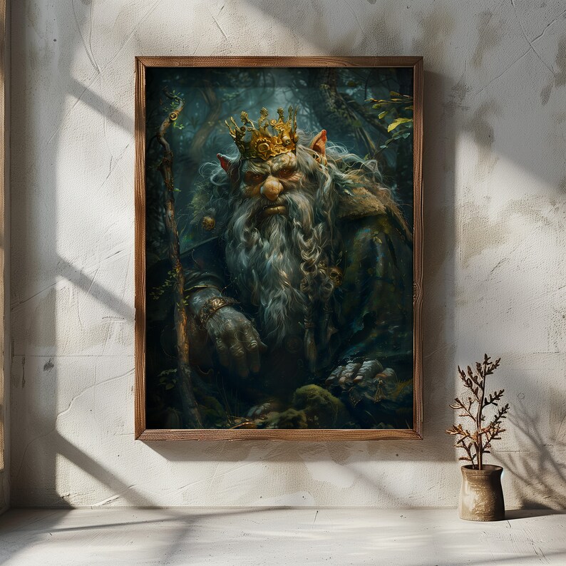 Swedish Folklore Troll King Print - Dark Enchanted Forest Art, Mystical ...