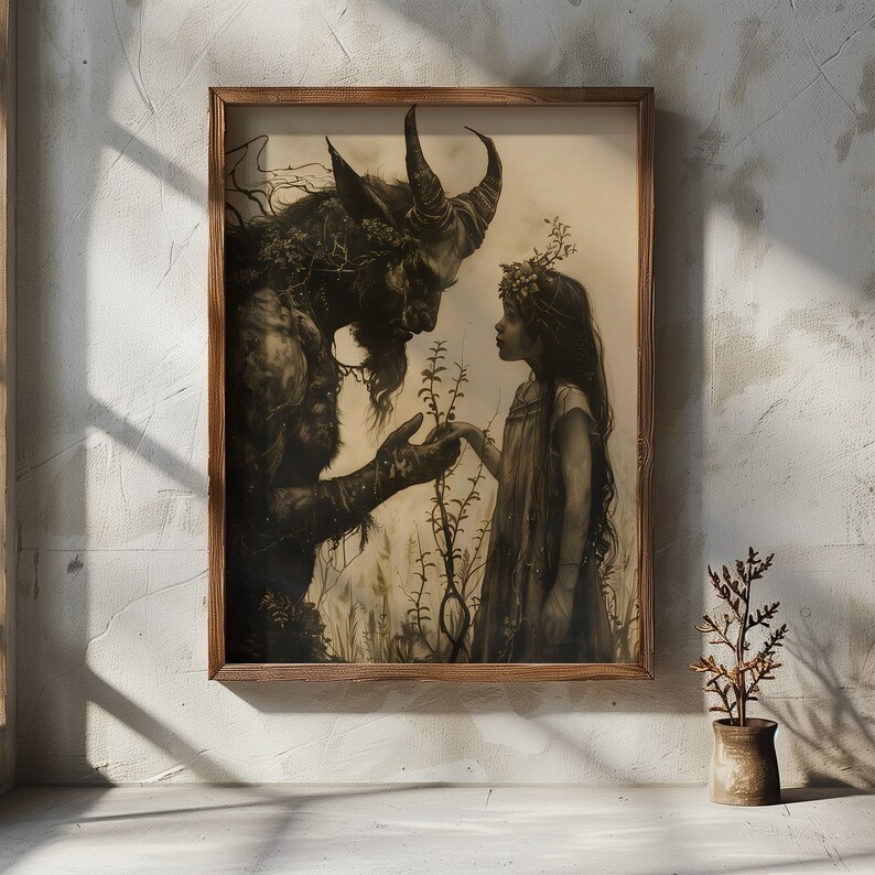 Satyr and Girl Printable - Magical Being Fantasy Art Unique Wall ...
