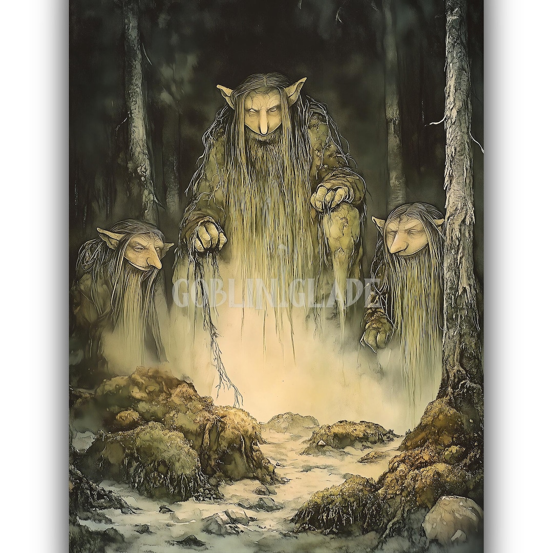 Scheming Trolls Printable - Digital Art Print, Scandinavian Mythology ...