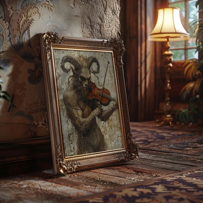 Satyr Playing the Fiddle Printable - Magical Being Fantasy Art Unique ...