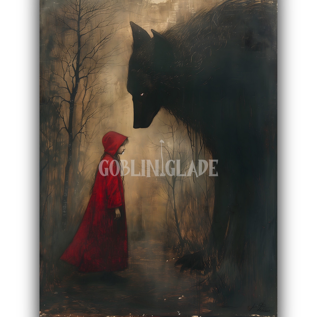 Little Red Riding Hood Painting - Printable Brothers Grimm Folklore Art ...