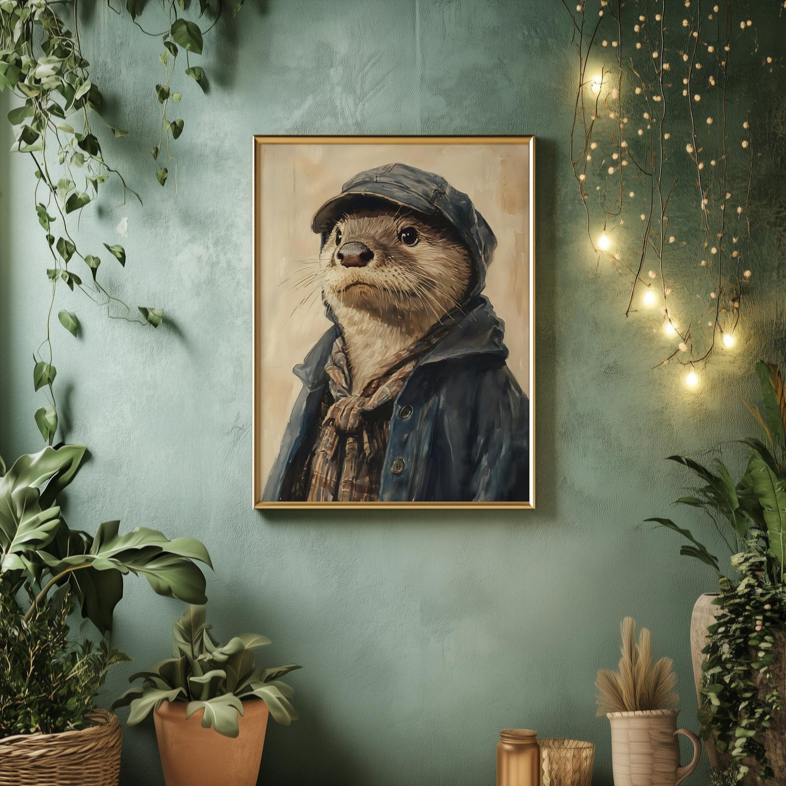 Otter Portrait - Printable Wall Art Wind in the Willows Book Painting ...