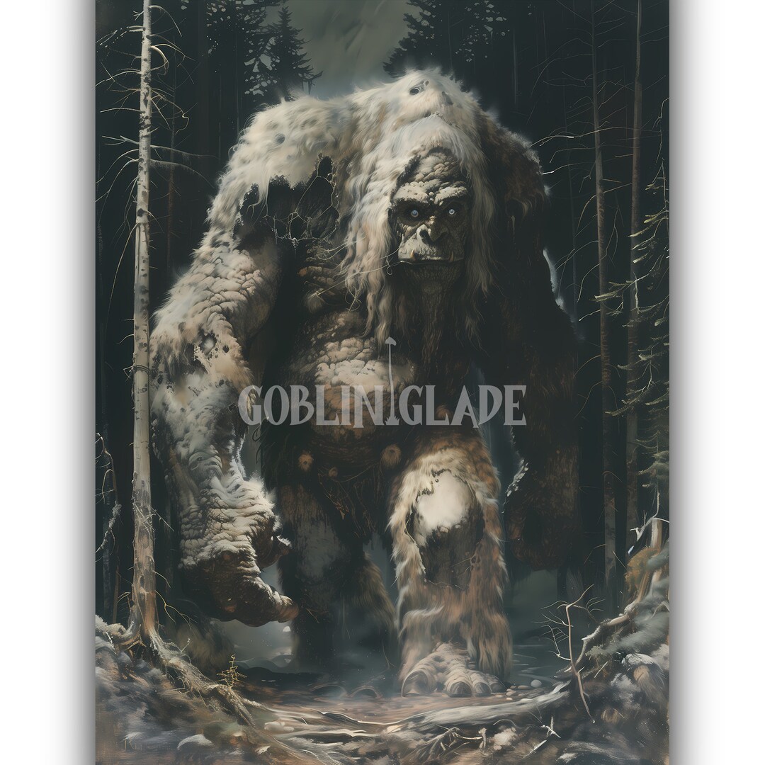 Troll Wall Art Printable Swedish Nordic Folklore Painting Bigfoot ...