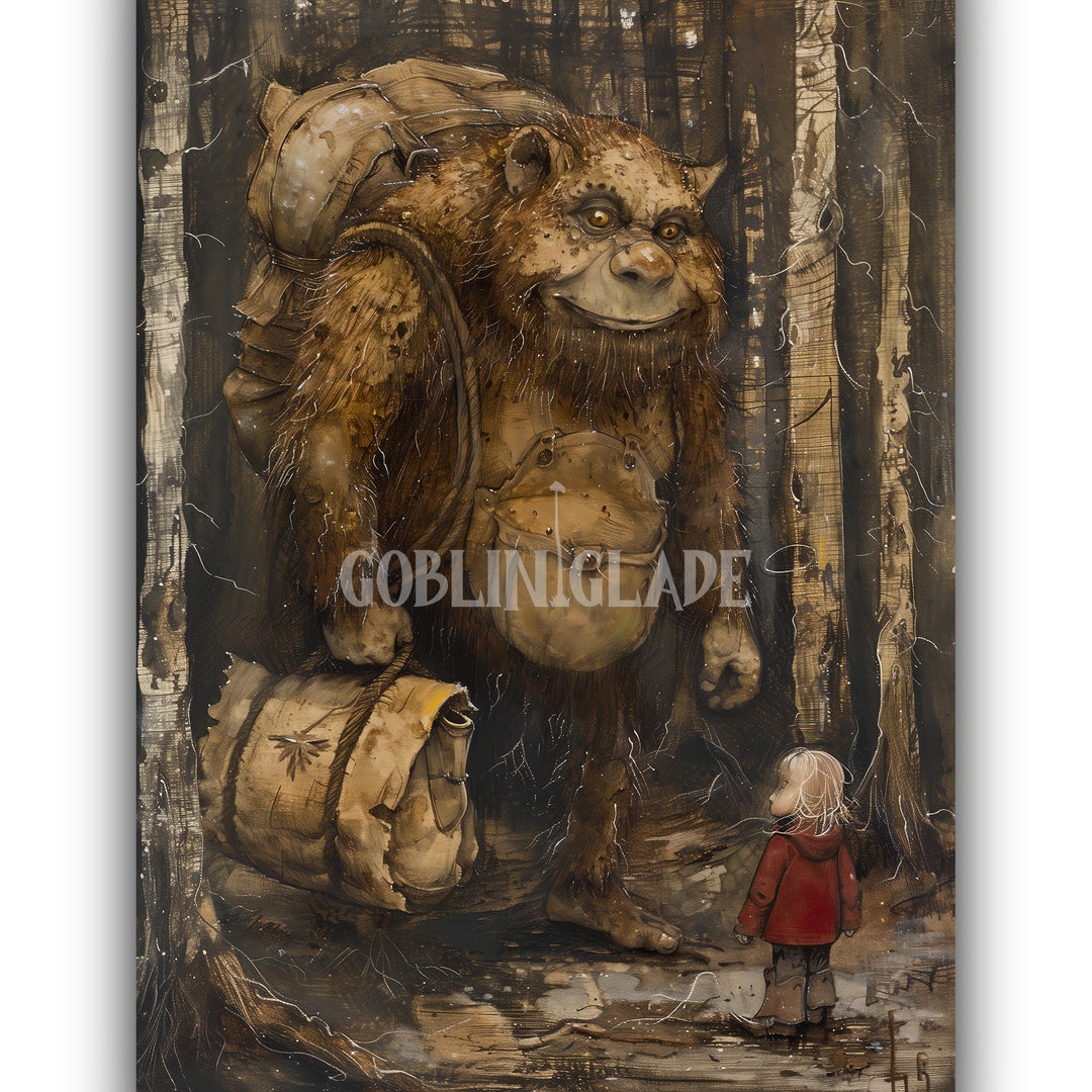Travelling Troll Wall Art Printable - Enchanted Dark Forest & Moody ...