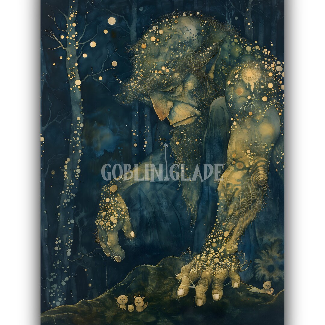 Troll Wall Art Printable Swedish Nordic Folklore Painting Bigfoot ...